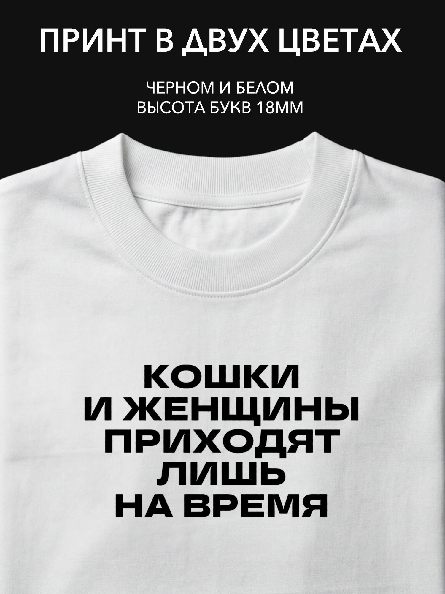 Термопринт надпись на одежду "Кошки и женщины приходят лишь на время" для уютного дома и стильного гардероба.