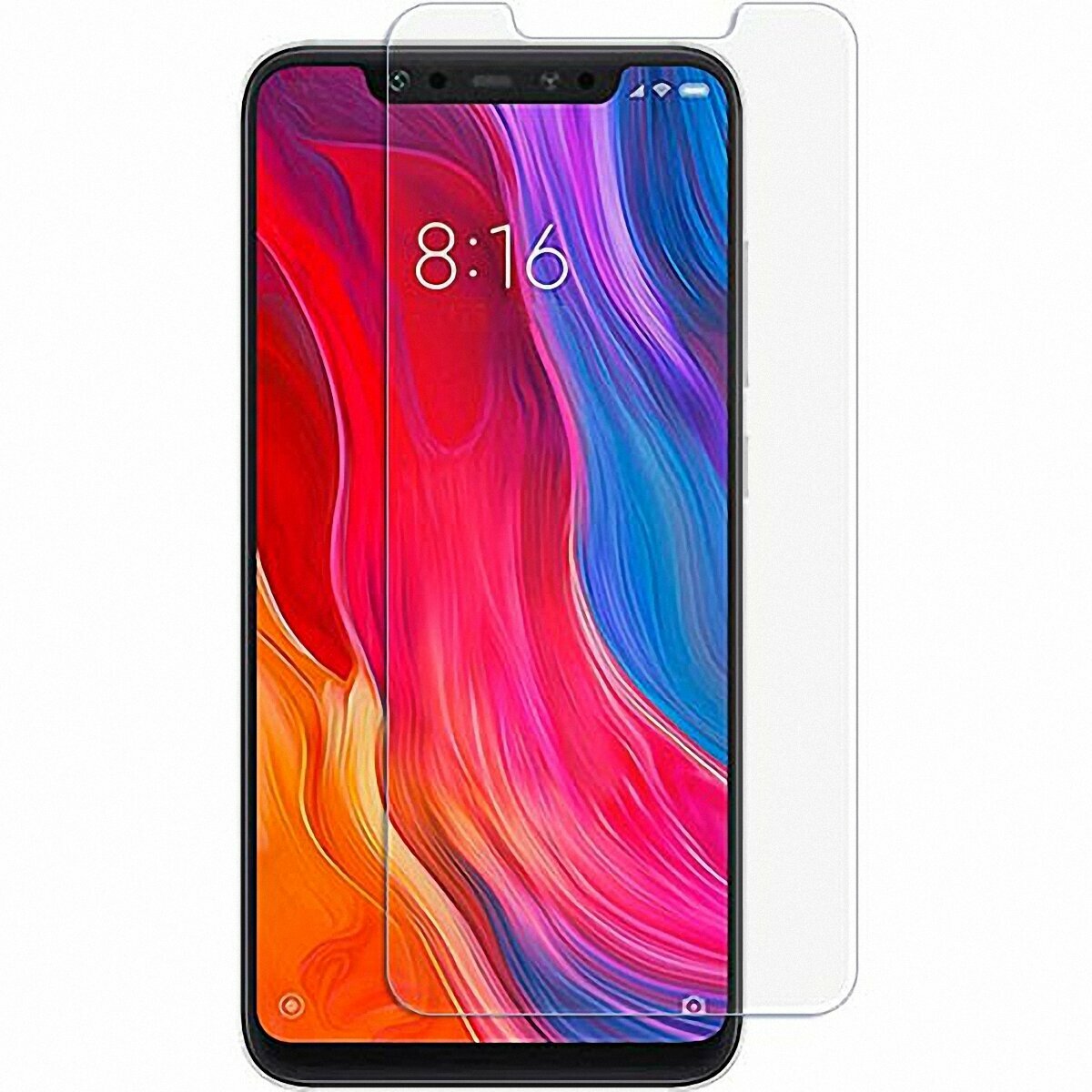 Защитное стекло для Xiaomi Mi 8 прозрачное на плоскую часть экрана