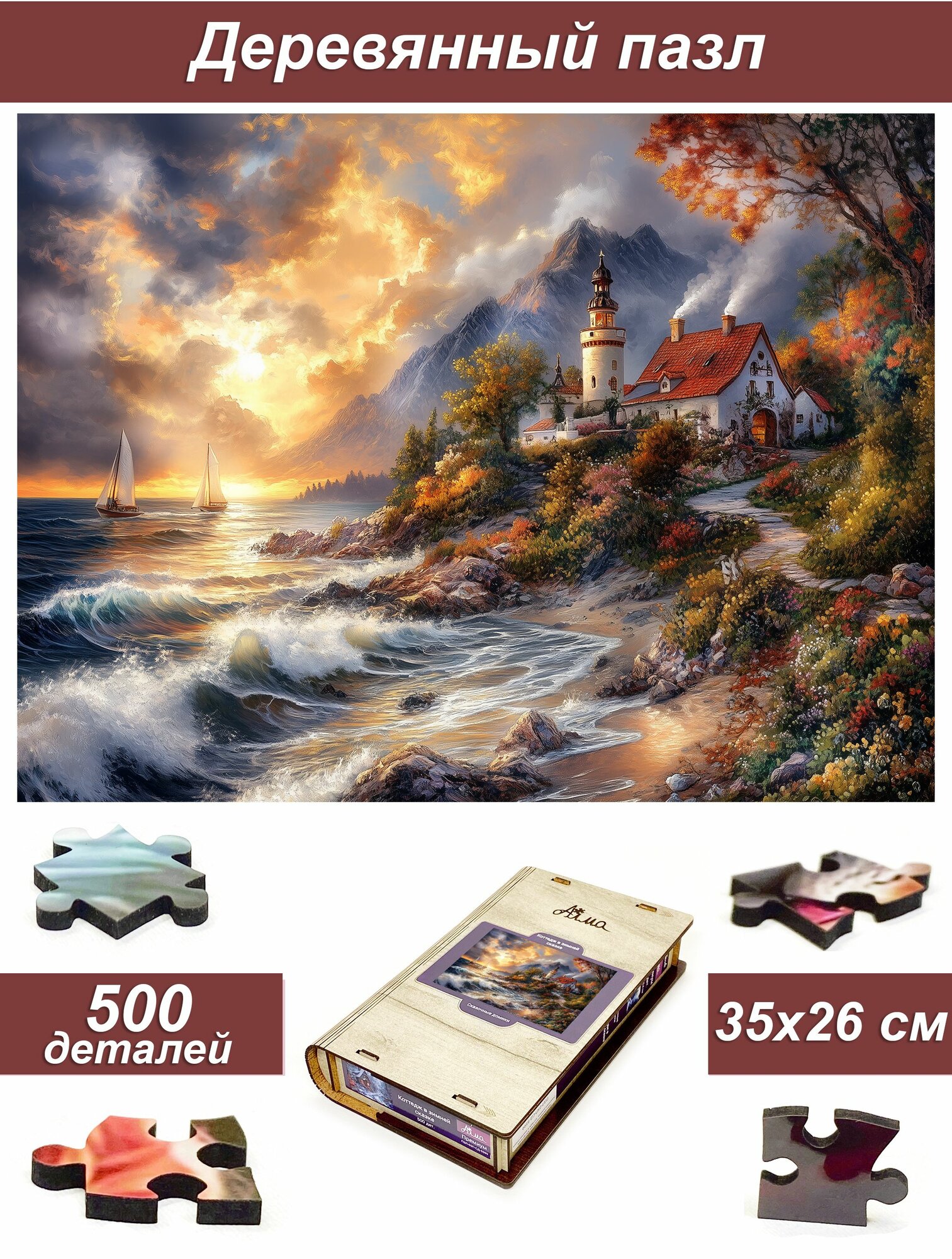 Пазл Алма деревянный 500 деталей. Корабли и море. Зов моря