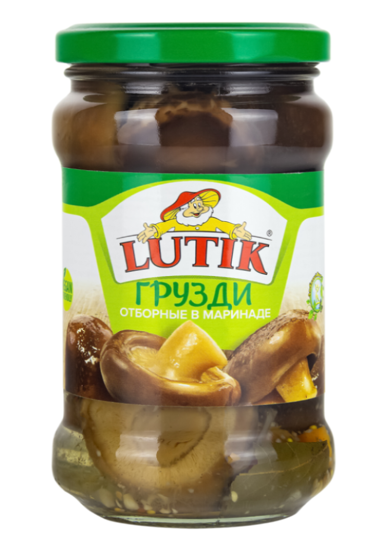 Грузди отборные Lutik в маринаде, целые, маринованные, 314 мл