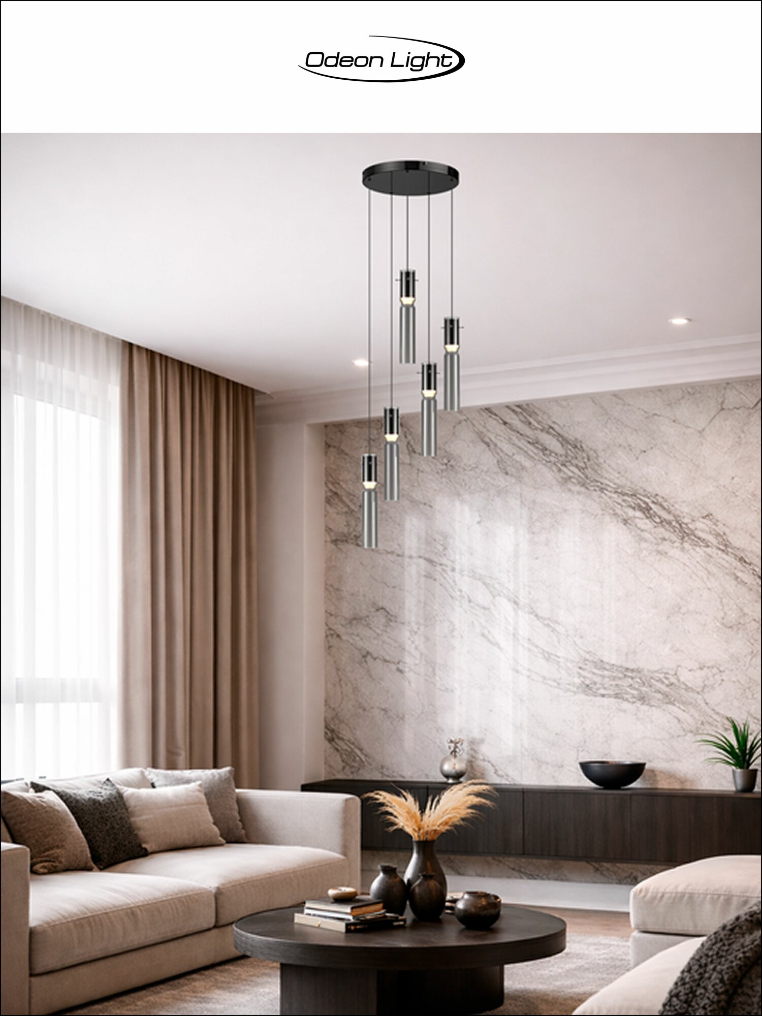 Люстра каскадная светодиодная Odeon Light 5058/25L Scrow, 5х5Вт, 3000К