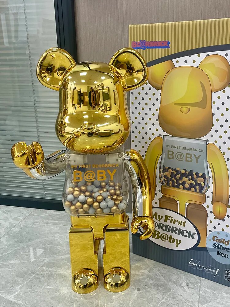Фигурка декоративная Bearbrick, высота 70 см, золотистая