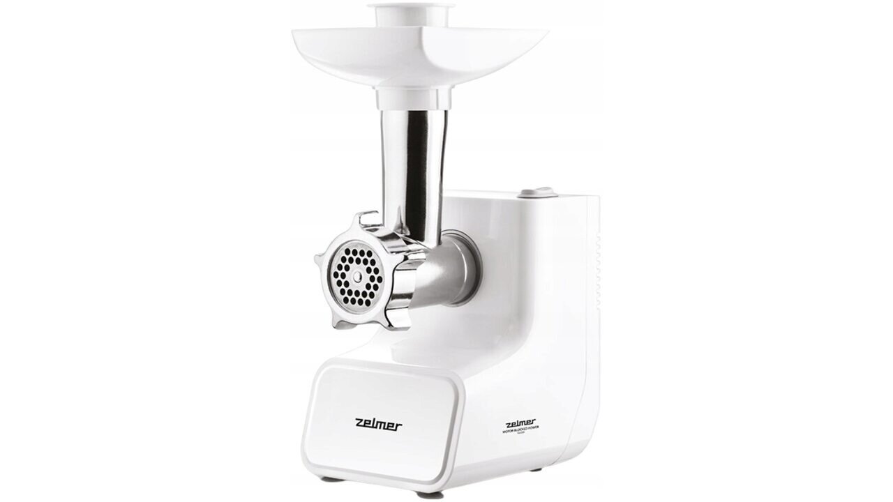 Мясорубка электрическая Zelmer ZMM3511B белый, 1500 Вт, 2.0 кг/мин, реверс, насадки - 3