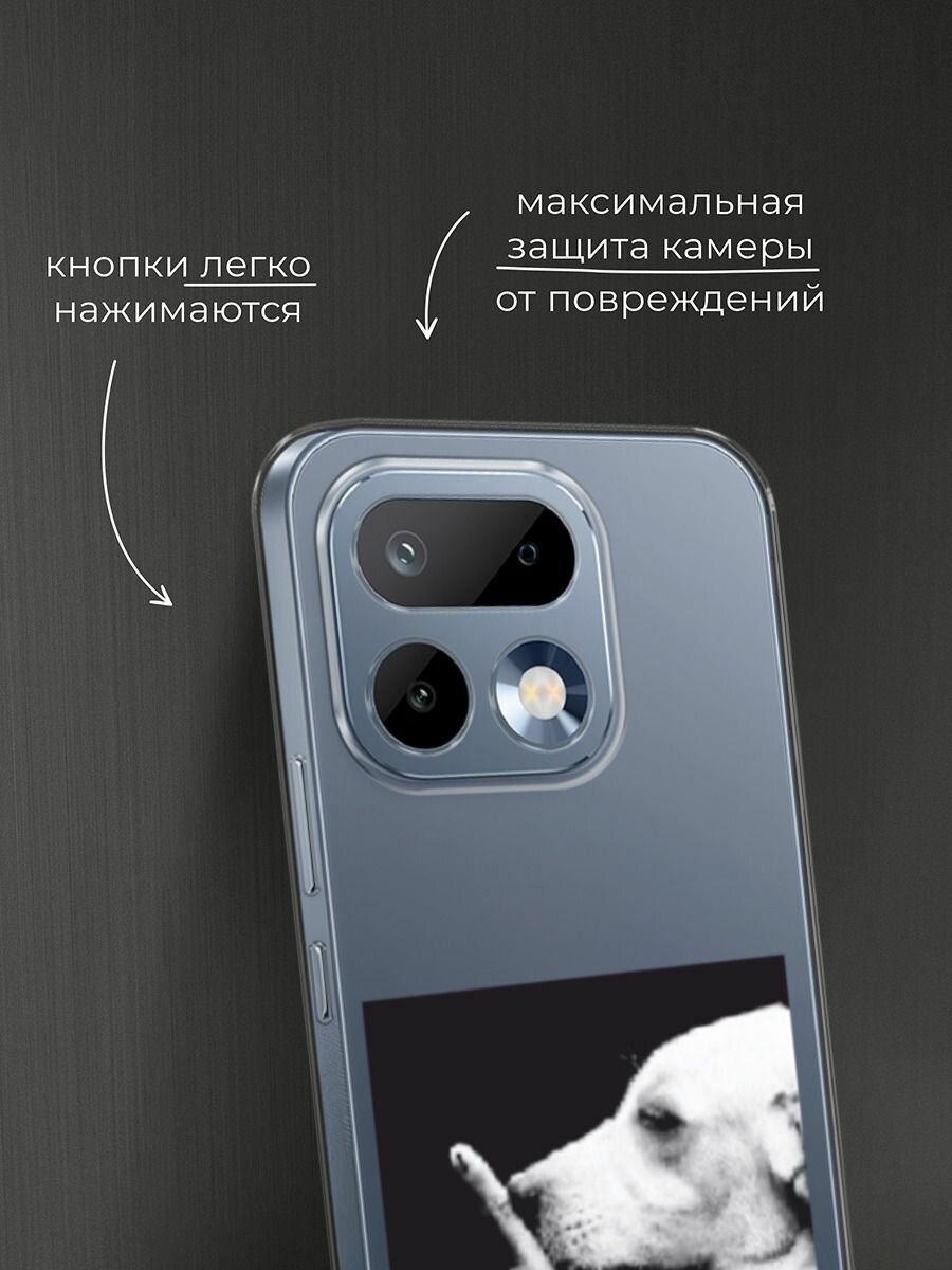 Чехол на Realme 16 Pro / Реалме 16 Про с принтом Мем с собакой, прозрачный — фото 1