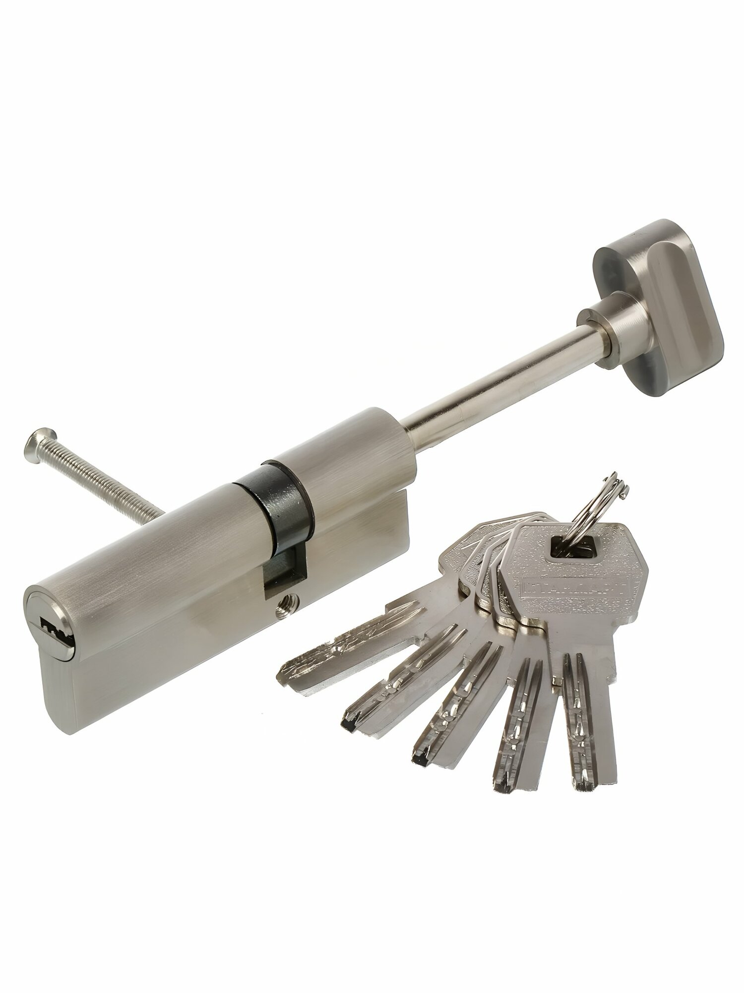 Личинка замка двери Стандарт, MAX 80 S (50x30S) SN, 14 848, 80 мм, матовый никель, 5 перфоключей/вертушек