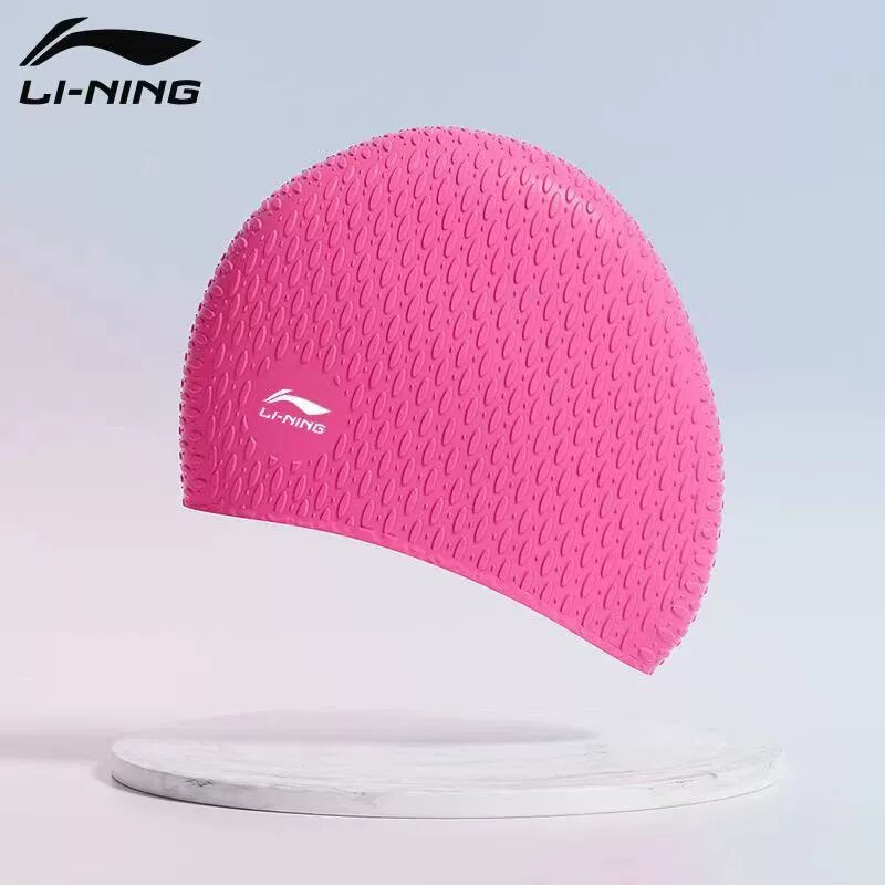 Женская шапочка для плавания Li Ning, водонепроницаемая, с силиконовыми частицами, для ухода за длинными волосами,