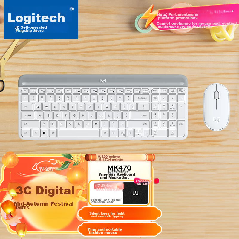 Logitech Fashion Series MK470 беспроводная клавиатура и мышь комплект Ультратонкий полноразмерный Пепельно-розовый 2.4G