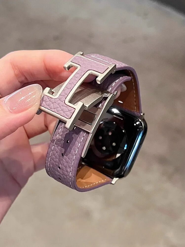 Кожаный ремешок для Apple Watch 10-11 46 мм/ Series 1-9, SE, Ultra 1 и 2, 42 мм, 44 мм, 45 мм, 49 мм/ SE 3 44мм, Hermes