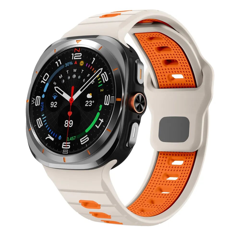 Ремешок для часов Samsung Galaxy Watch Ultra (47 мм) / Самсунг Галакси Часы Ультра (47 мм), силиконовый материал, ступенчатая обратная застежка, горизонтальные полосы