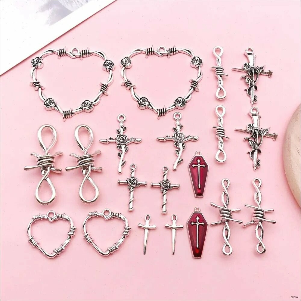 Готическая коллекция20 подвесок "Шипы" в винтажном стиле Идеально для брутальных кулонов, серег и браслетов!