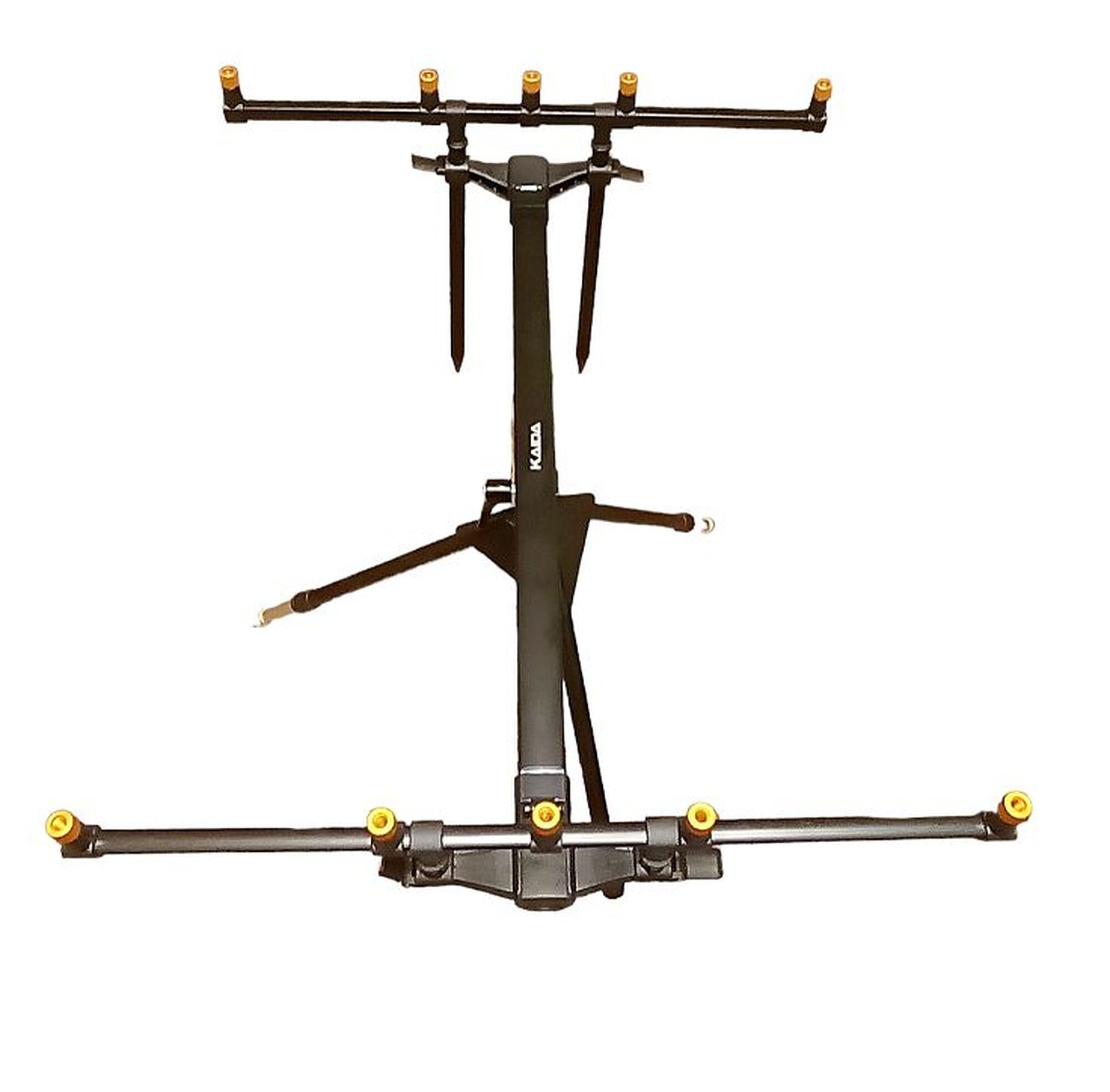 Под для рыбалки , род-под для удилищ, держатель для удочек, подставка-тренога для 5 удилищ. "Ушки" на резьбе.