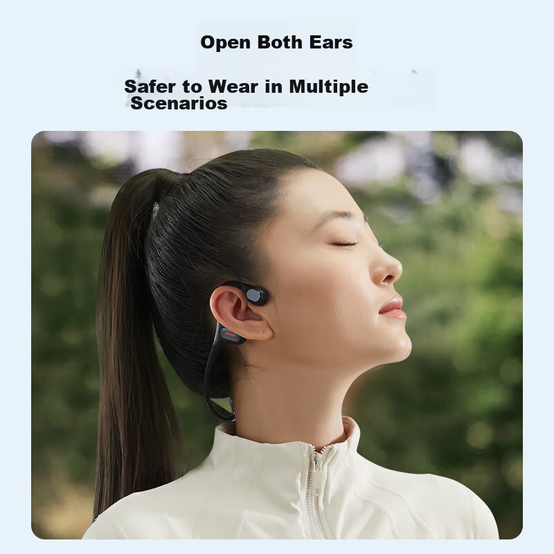 JD Jingzao OpenEnjoy Bone Conduction Headphones, Open-Ear Non-In Sports Running Long Battery Life Wireless Bluetooth Headphones, 10-Minute Quick Charge
