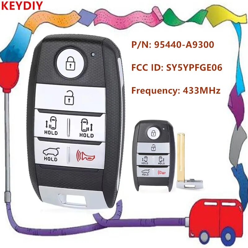 KEYDIY 95440-A9300 Смарт-ключ ID47, 2 кнопки, 433 МГц