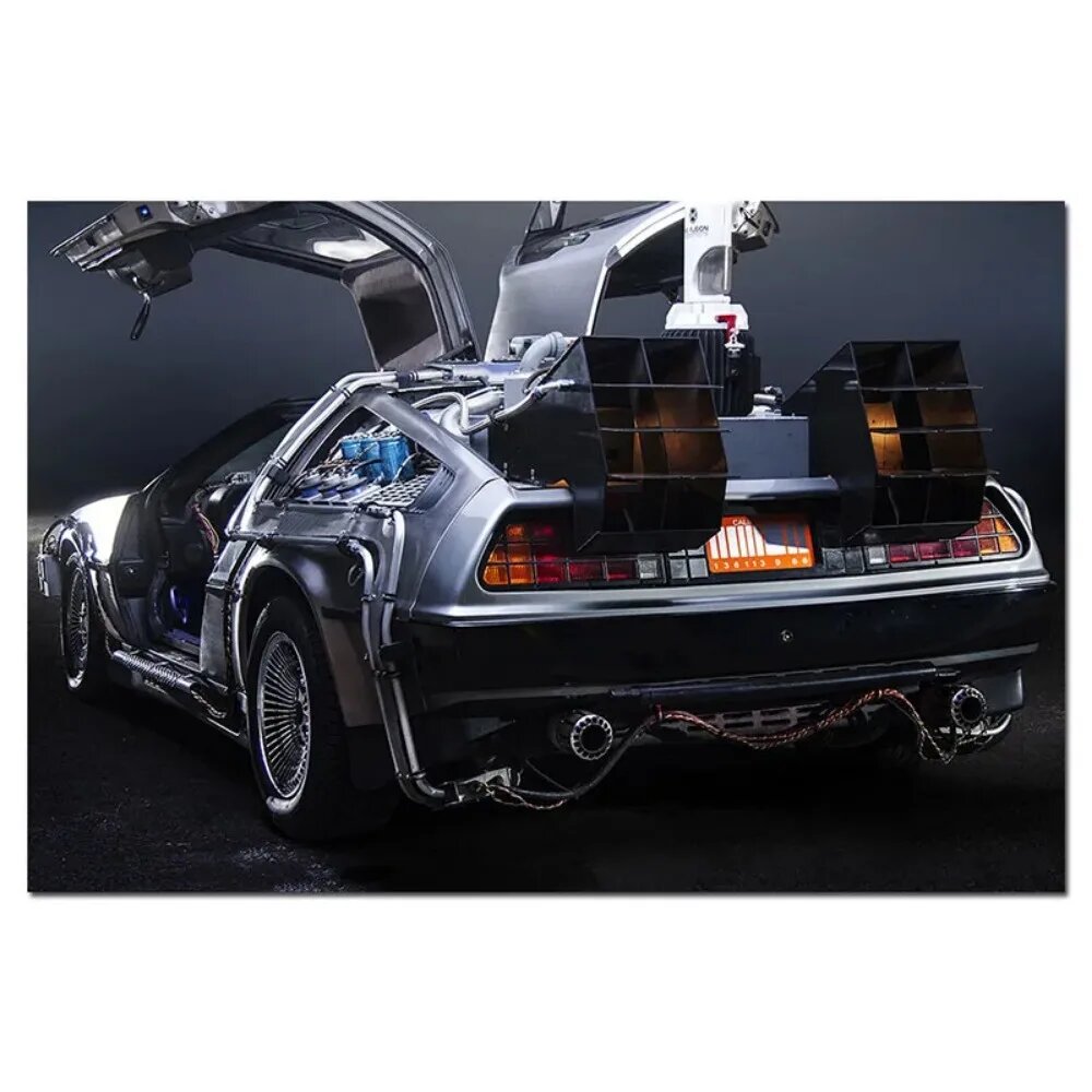 Плакат DeLorean "Назад в будущее", 40x50 см, цвет J, без рамки