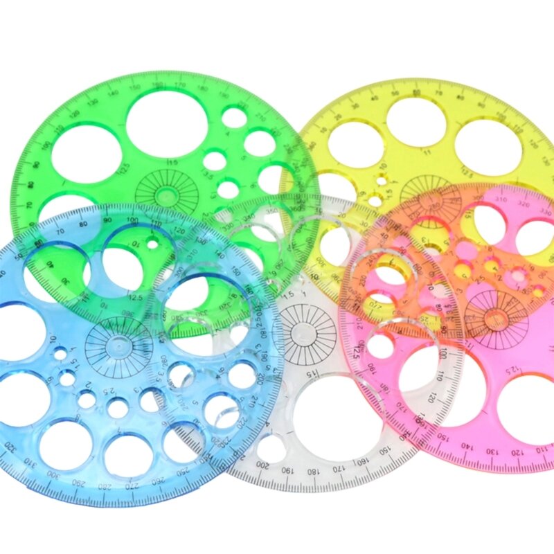 5 Шт Шаблон Круга Линейка 360 Градусов Транспортир Математический Транспортир Круг Транспортир Трафарет Круга для Студента