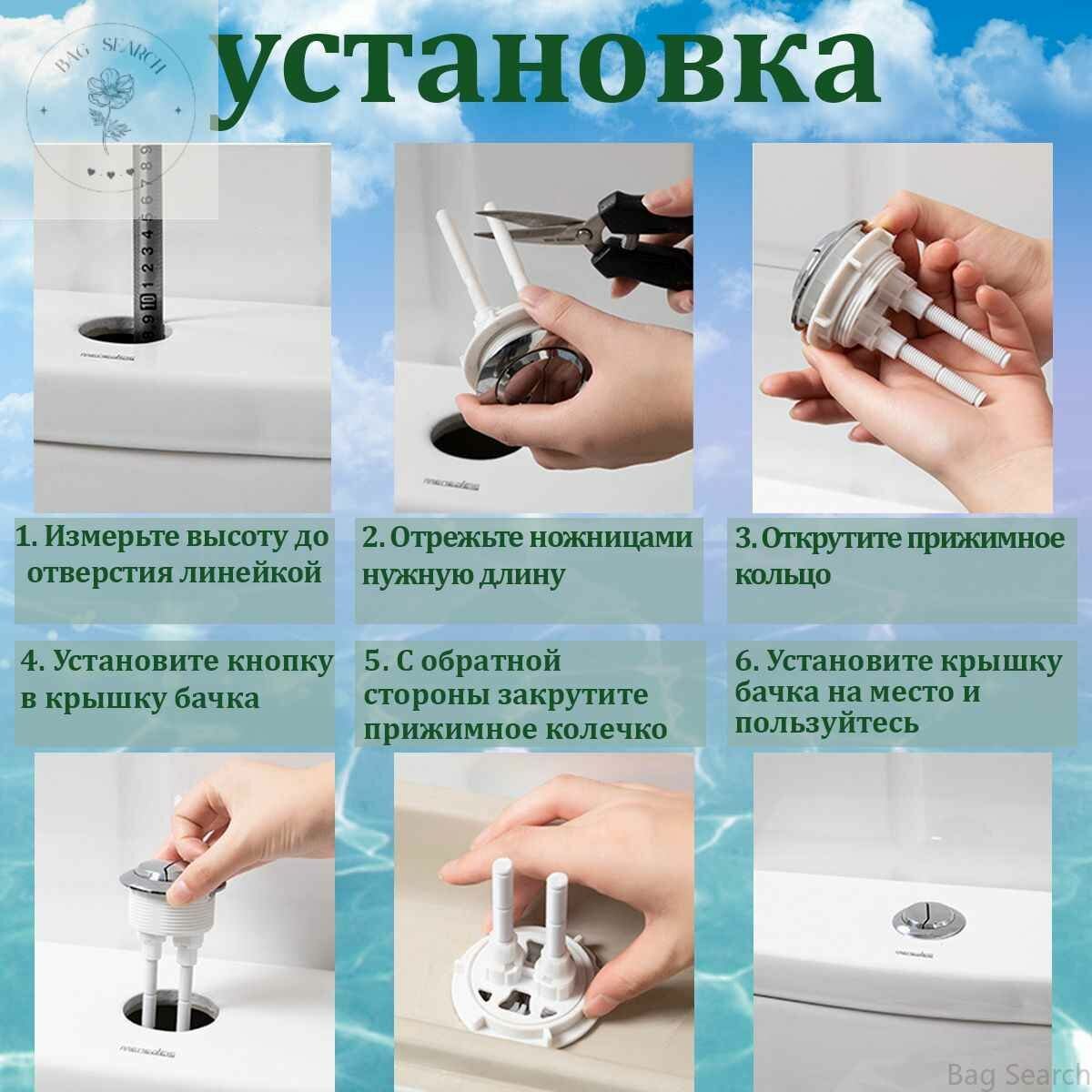 Кнопка для унитаза/ Кнопка слива для унитаза/ Смыв для бачка двойная двухрежимная
