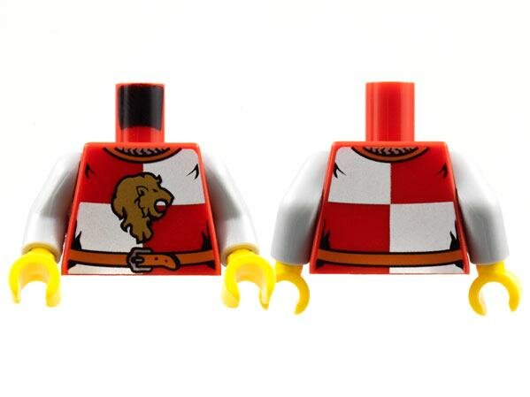 Деталь Lego 973pb0693c01 Torso Castle Kingdoms Lion Head Quarters with Belt Front and Back Pattern / Light Bluish Gray Arms / Yellow Hands