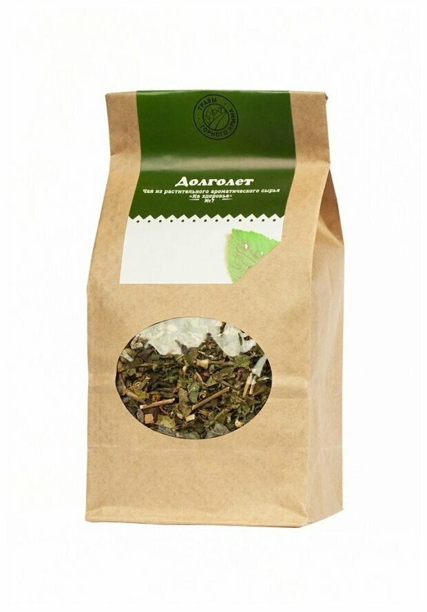 Чай Травы Горного Крыма "Долголет", травяной, крупнолистовой, без добавок, 100 гр