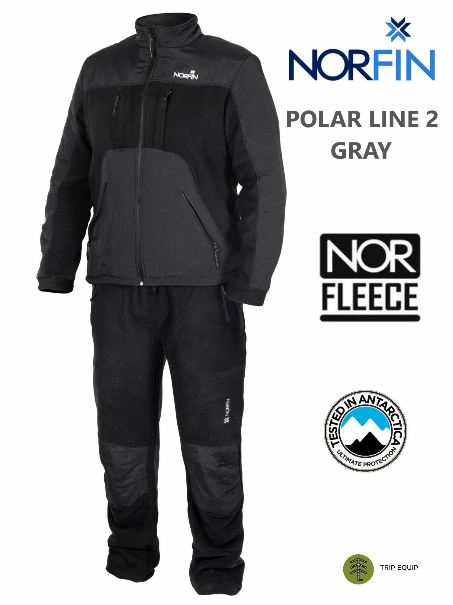 Костюм флисовый Norfin POLAR LINE 2 GRAY р. XL (337104-XL)