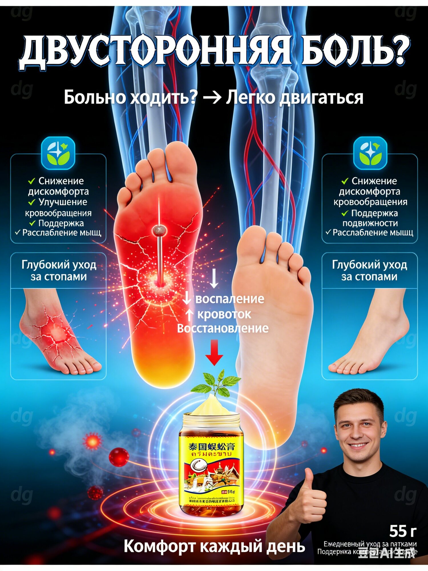 Мазь для пяток 55г крем для ног для пожилых людей ежедневный уход за сухой кожей и комфорт при ходьбе