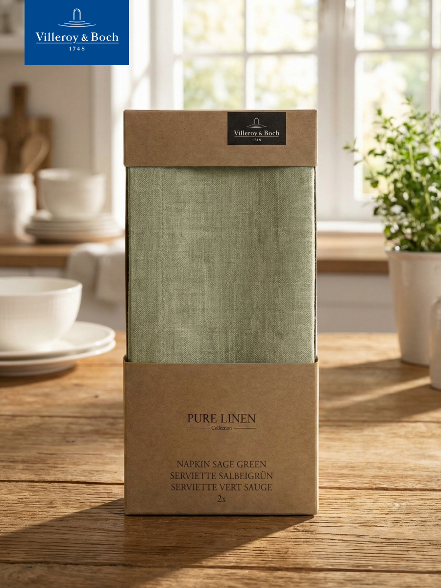 Льняные салфетки зеленые 2 шт, 40х40 см, E Pure Linen Napkin Sage Green 2S