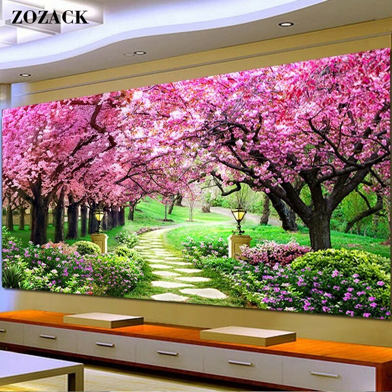Набор для вышивки крестом Zozack "Вишневый сад", 11CT Silk, 150x66cm