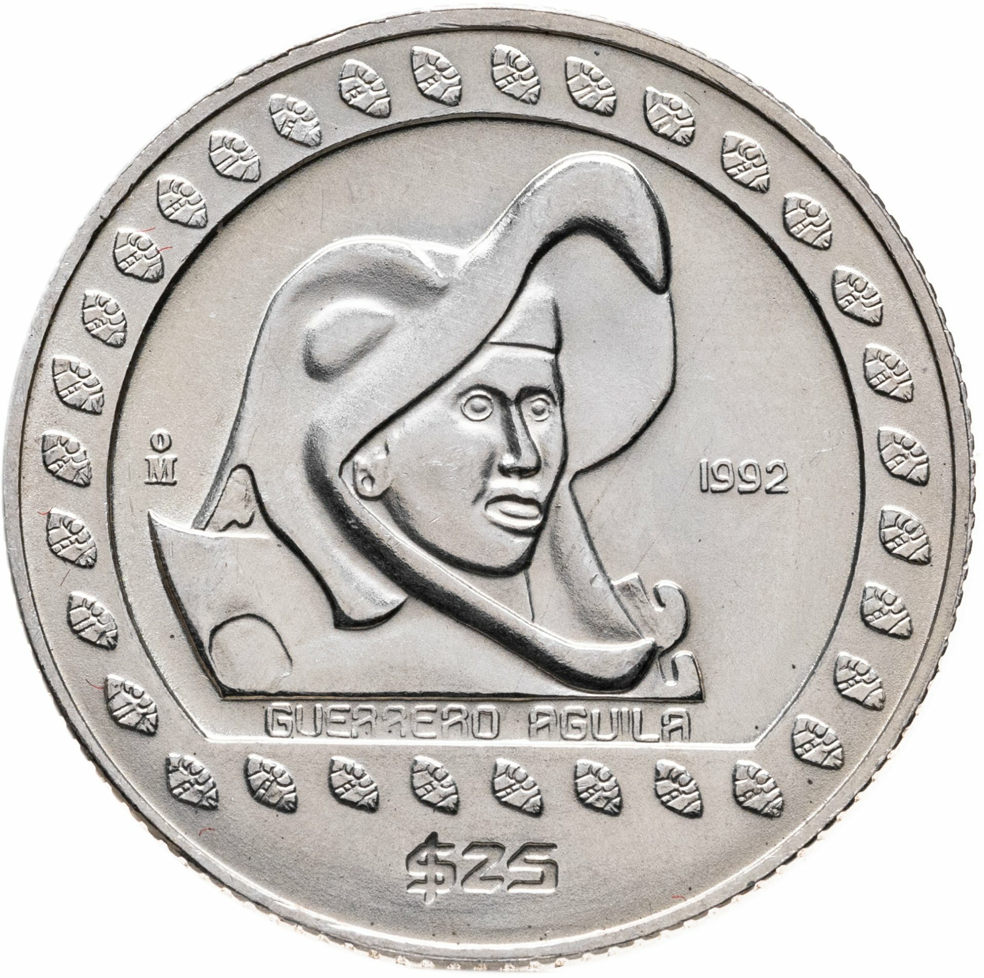 Мексика 25 песо 1/4 унции 1992 Воины-орлы, Серебро 999, в сохранности UNC