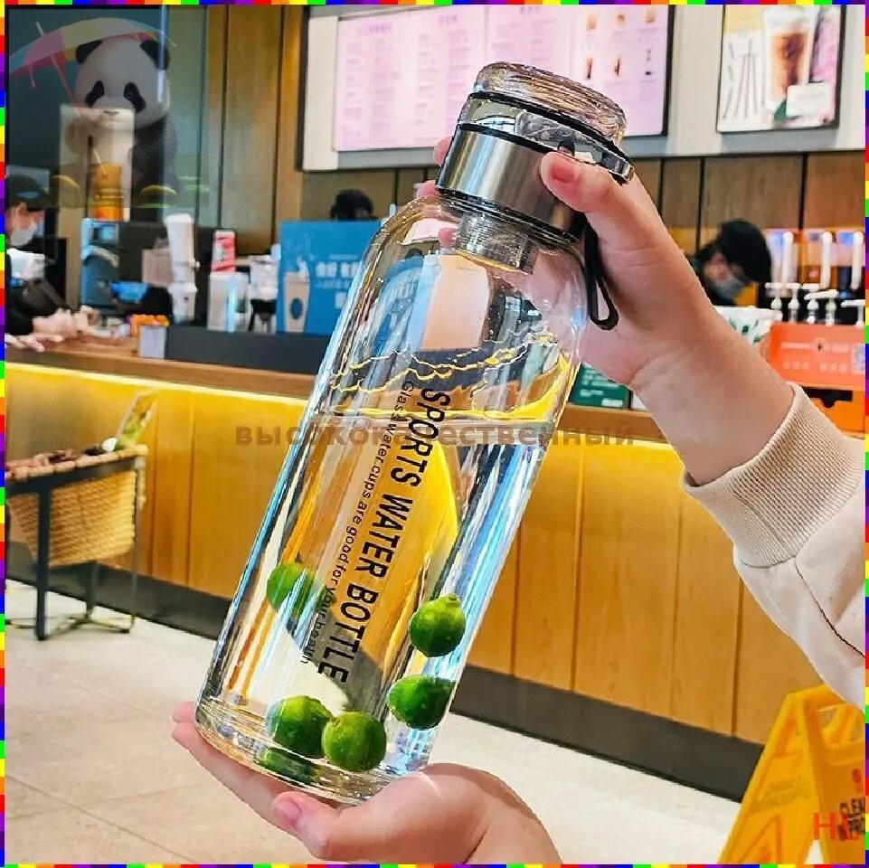 Бутылка для воды, 2 л, 1 шт - Стеклянная бутылка для спорта и активного отдыха