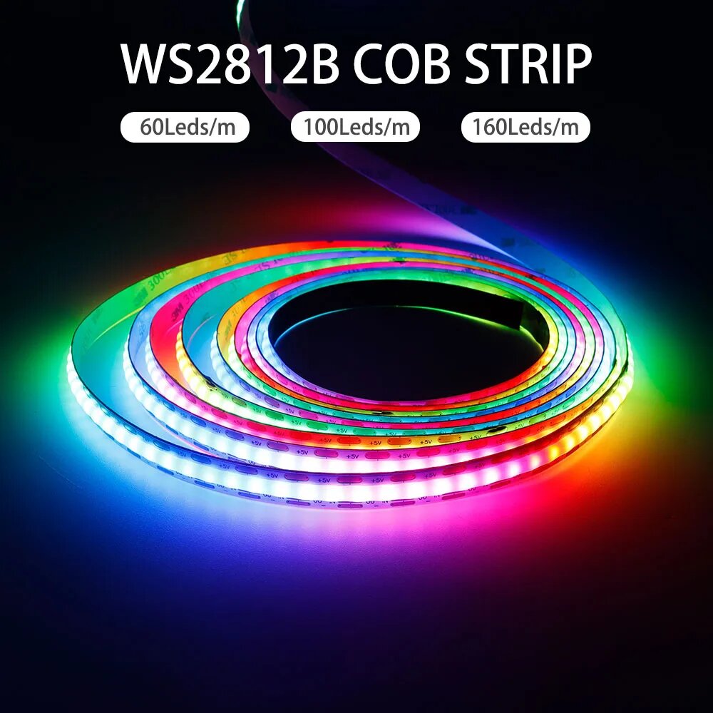 Светодиодная лента RGBIC WS2812 5V, 160 Leds/м, 1м