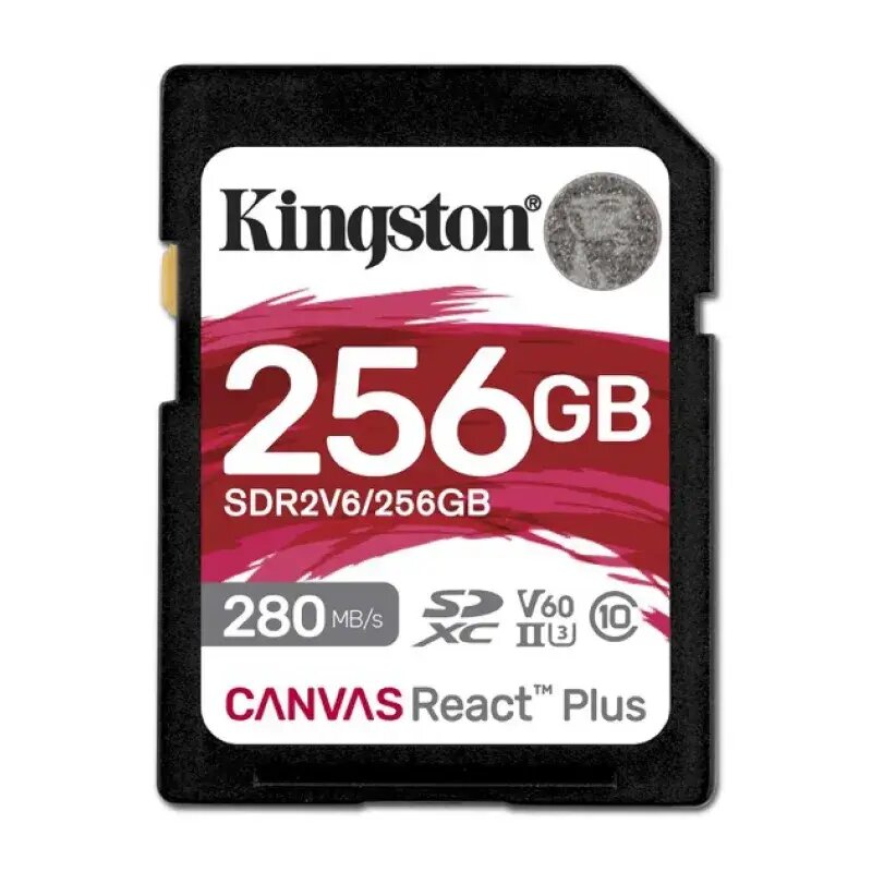 Карта памяти SD 256 Gb kingston SDXC UHS-II U3 V60 Canvas React Plus R/W 280/150MB/s [SDR2V6/256GB]