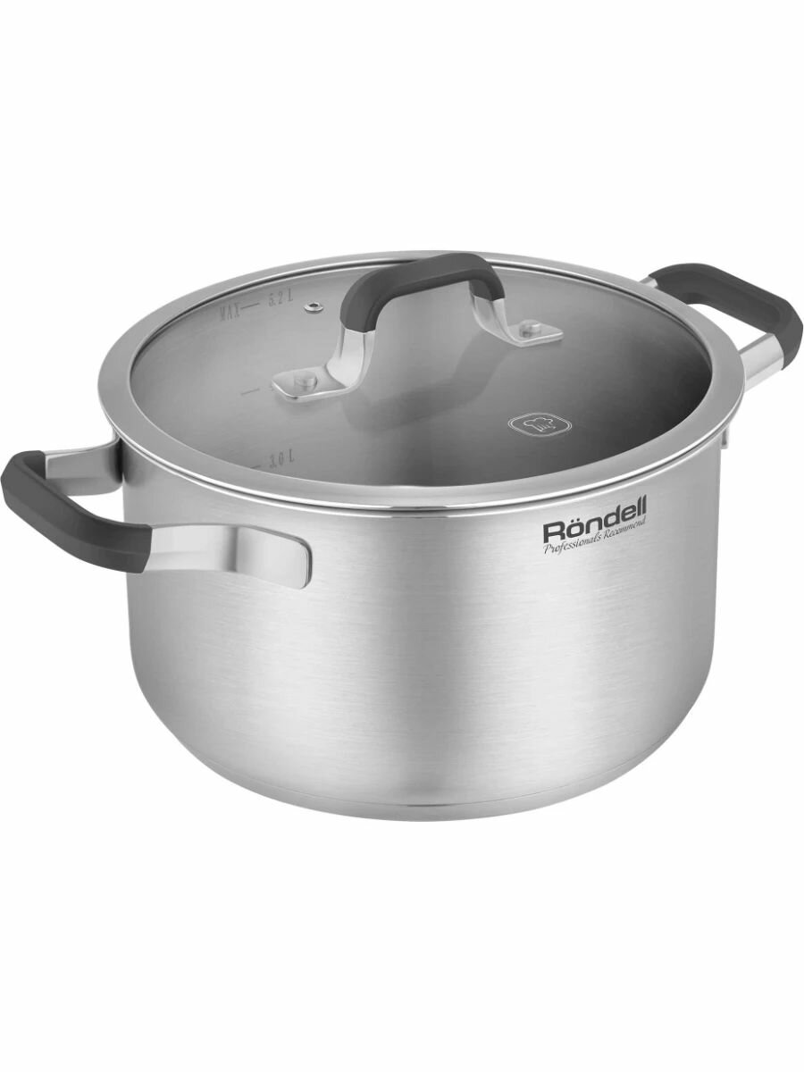 Кастрюля Rondell Stolz RDS-1754, 5,2 л, d 24 см, с крышкой, нержавеющая сталь