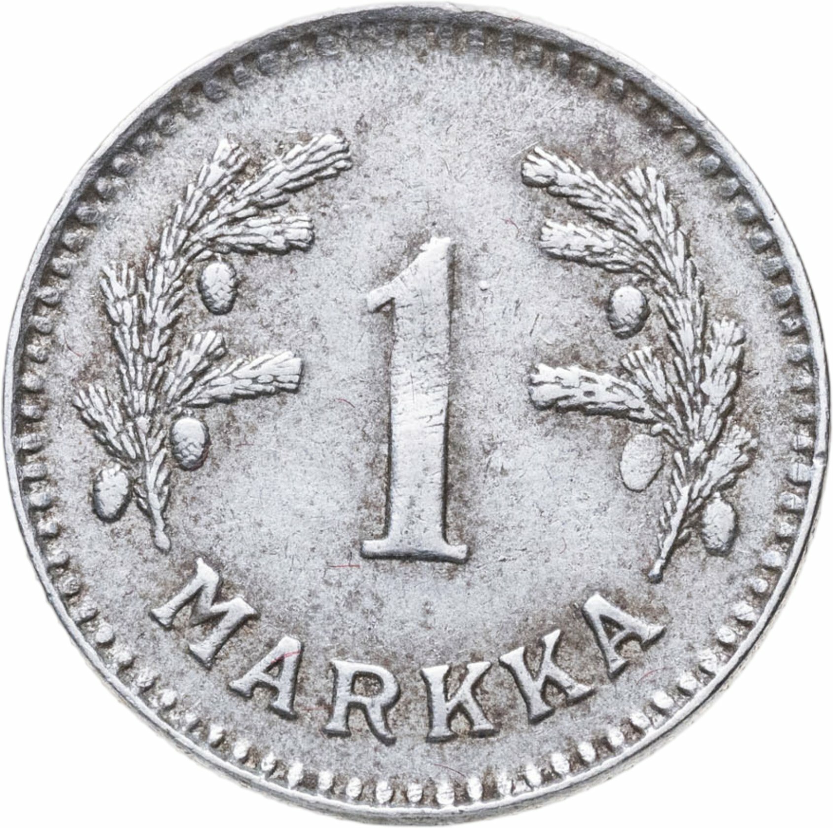 Финляндия 1 марка markka 1948, Сталь, в сохранности VF