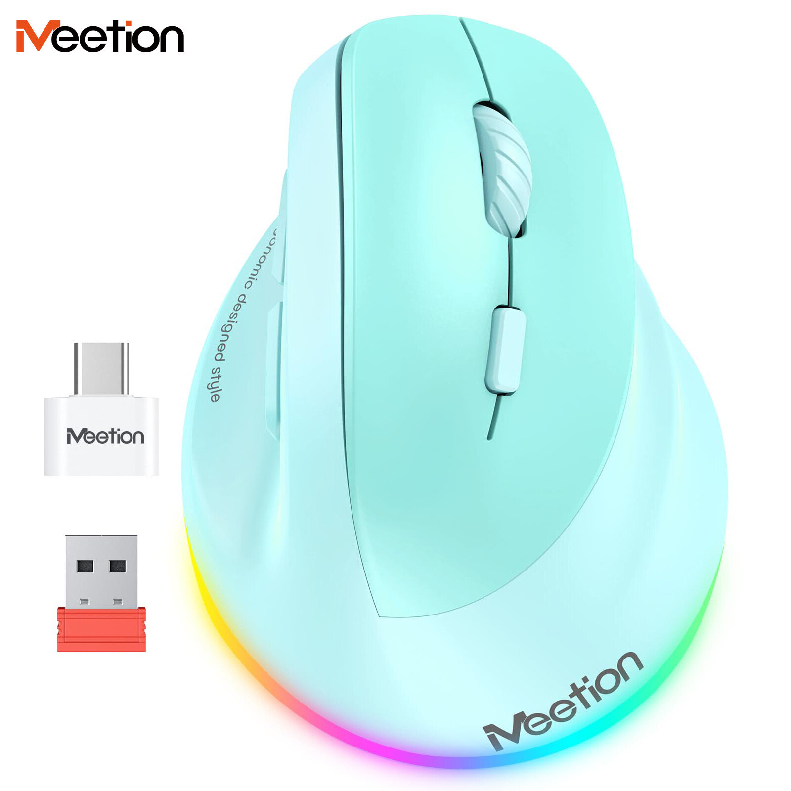 MEETION Эргономичная вертикальная беспроводная Bluetooth-мышь тихая правая зеленая