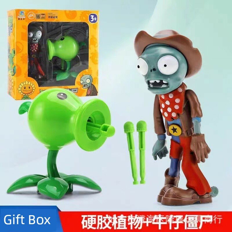 Plants vs. Zombies Твердый Горох + Зомби-Ковбой Игровой Набор, Коллекционная Игровая Аксессуар, Высота 10см,