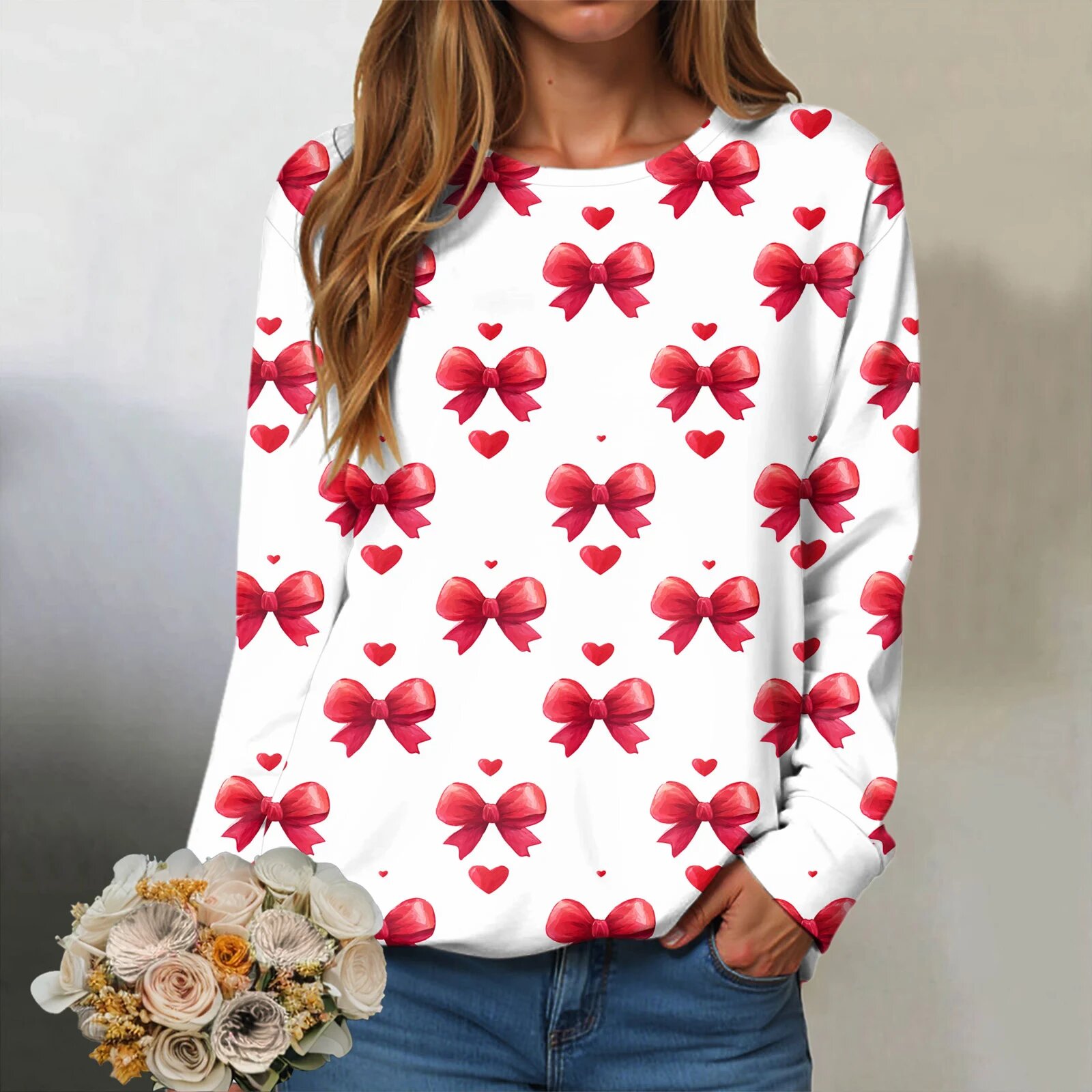 Белая толстовка с красными бантами, Watermelon Red