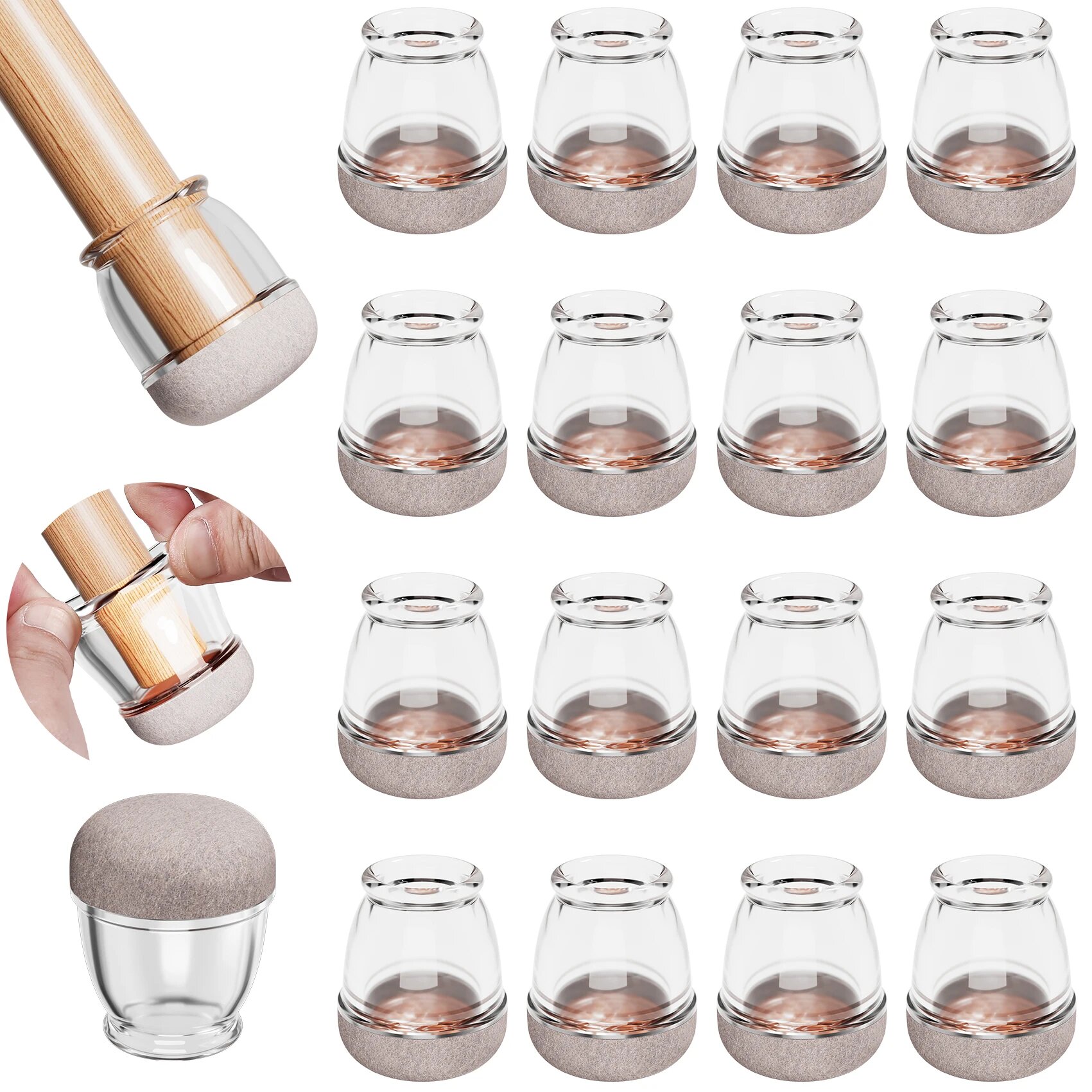 Силиконовые защитные накладки на ножки стула 16 шт. Бежевый, Diameter 10-15mm