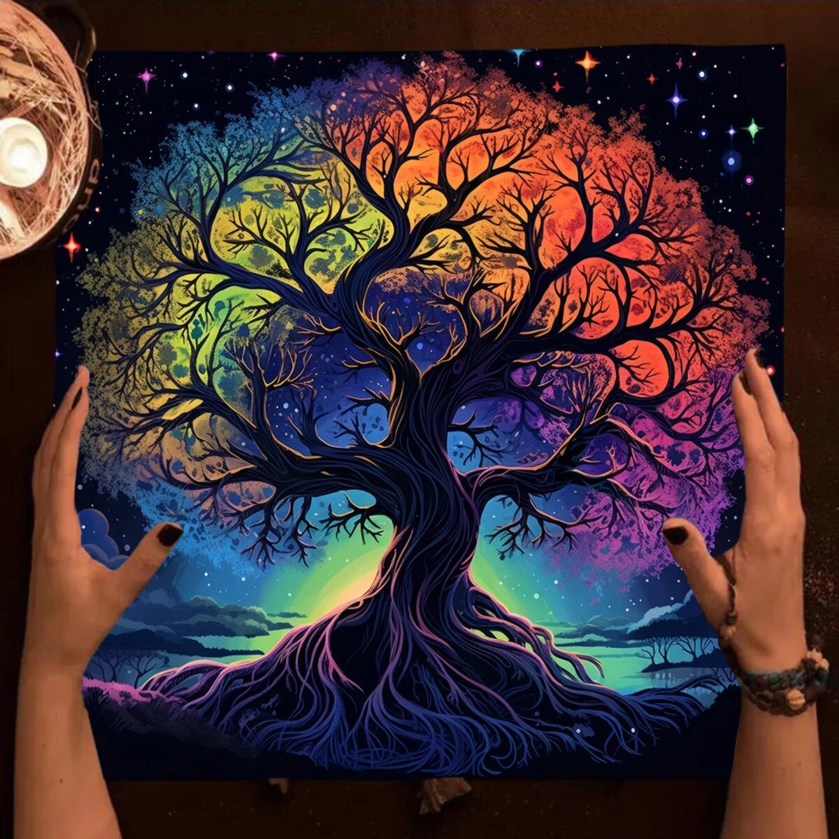 Скатерть LVJIA "Звездное дерево", 75x75cm, Цвет: TLB (477)