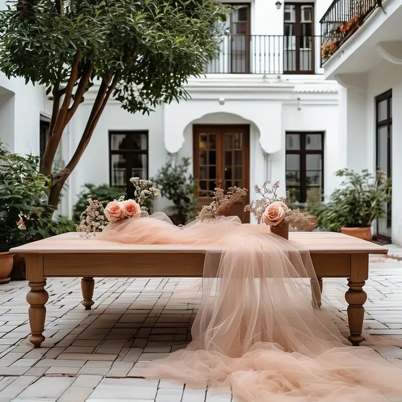 Розовая тюлевая ткань 160см, champagne pink