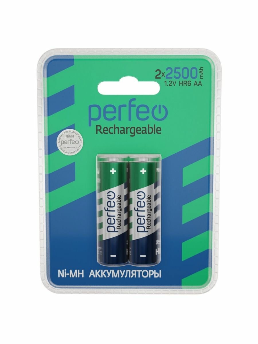 Perfeo Ni-Mh аккумуляторы HR6 AA 2500mAh на пластиковом блистере, 2шт, 1.2V