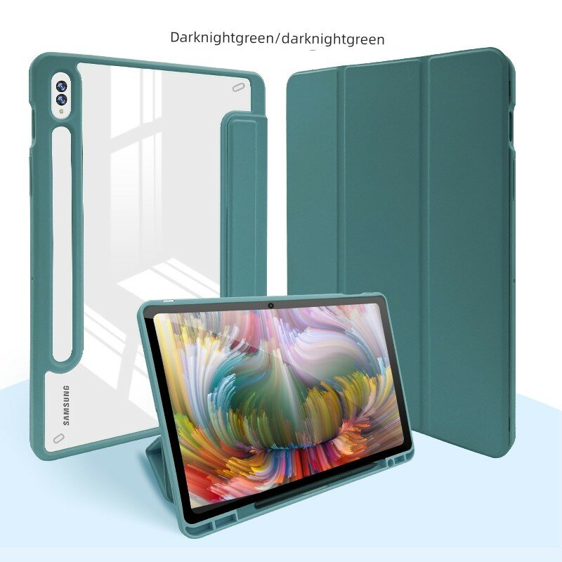 Чехол для Samsung Tab S7, силиконовый чехол для S8+, магнитный чехол с держателем для стилуса Ultra для Tab A7, полная