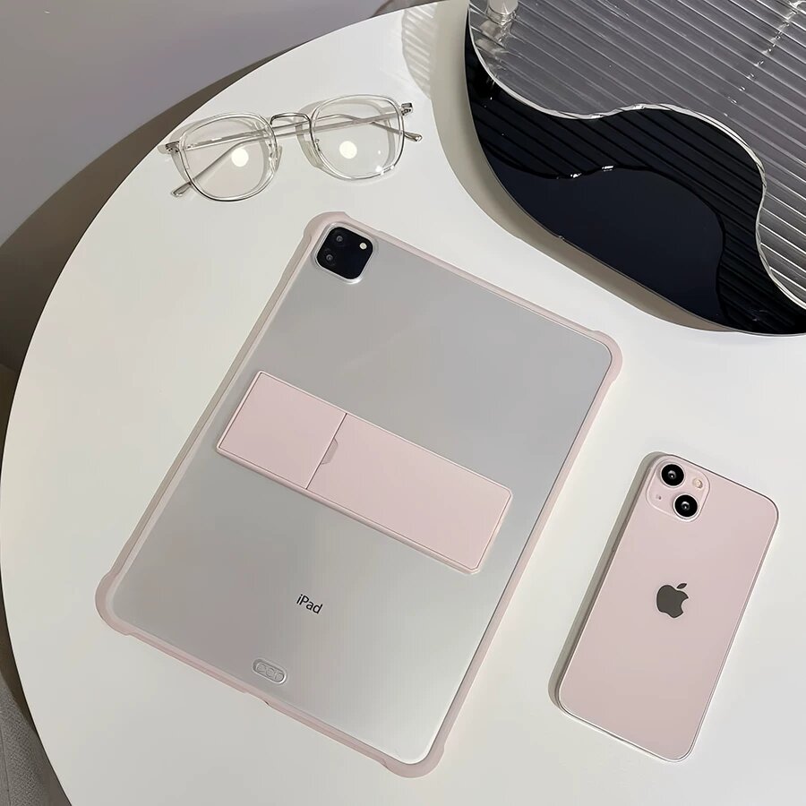 Складная клеящаяся стойка для планшетов iPad, Kindle, Huawei, Xiaomi, Lenovo - розовая, регулируемая в ландшафтном и