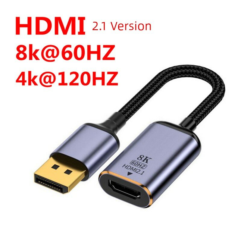 Адаптер DP, DisplayPort, компьютерный монитор, кабель для HD-конвертации, телевизор, VGA-проектор, активный тип 8K@60Гц