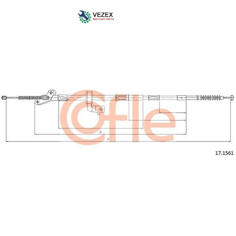 COFLE 92171561 трос ручника правый! диск. L=1425/1190\ Toyota Rav4 5doors 00>