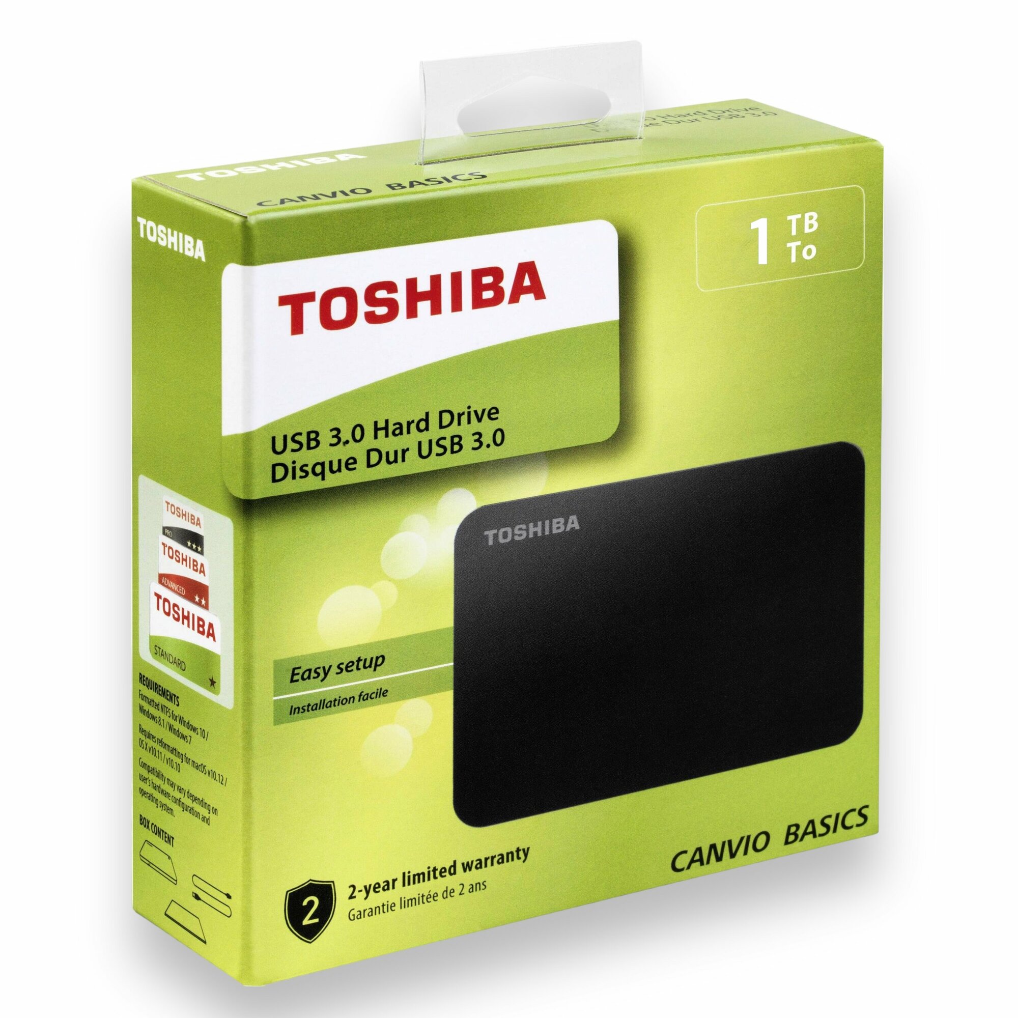 Внешний жесткий диск Toshiba HDTB410EK3AA Canvio Basics 1ТБ 2.5" USB 3.0 черн
