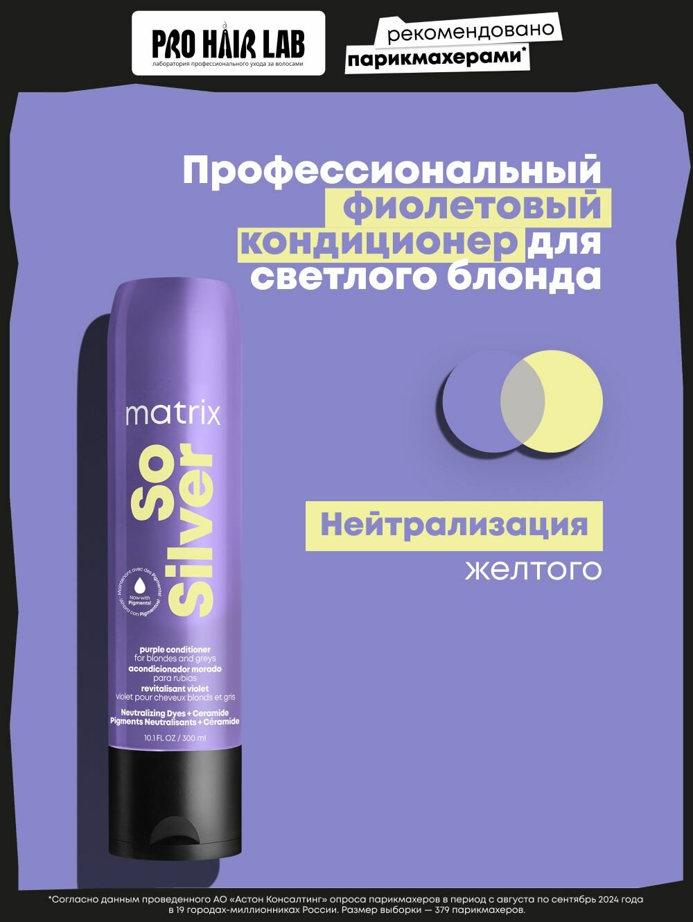 Профессиональный тонирующий кондиционер для волос So Silver для холодного блонда, 300 мл