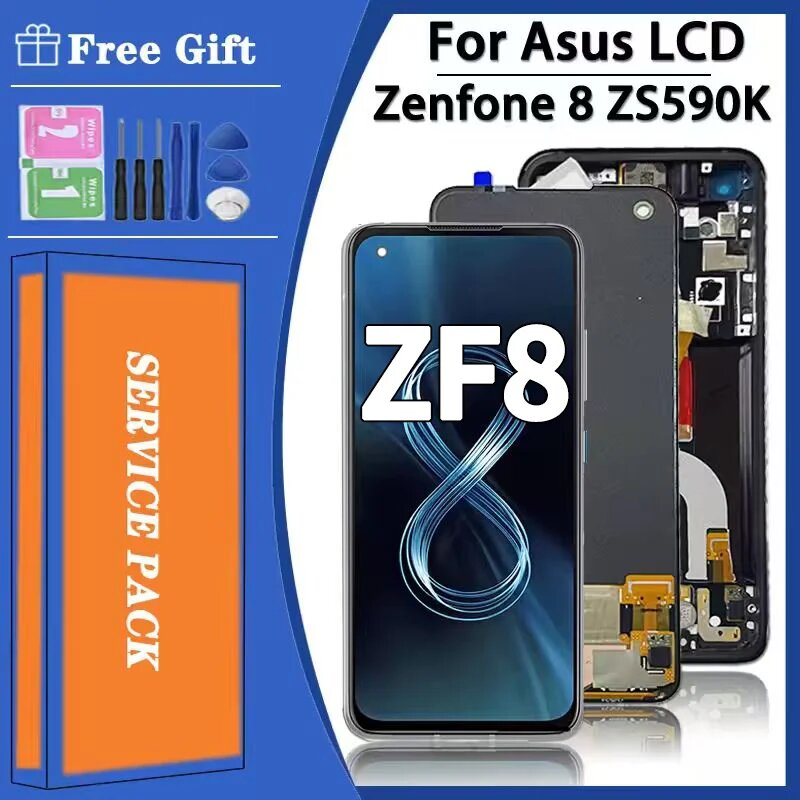 Дисплей для Asus Zenfone 8 ZS590KS Sliver With Frame