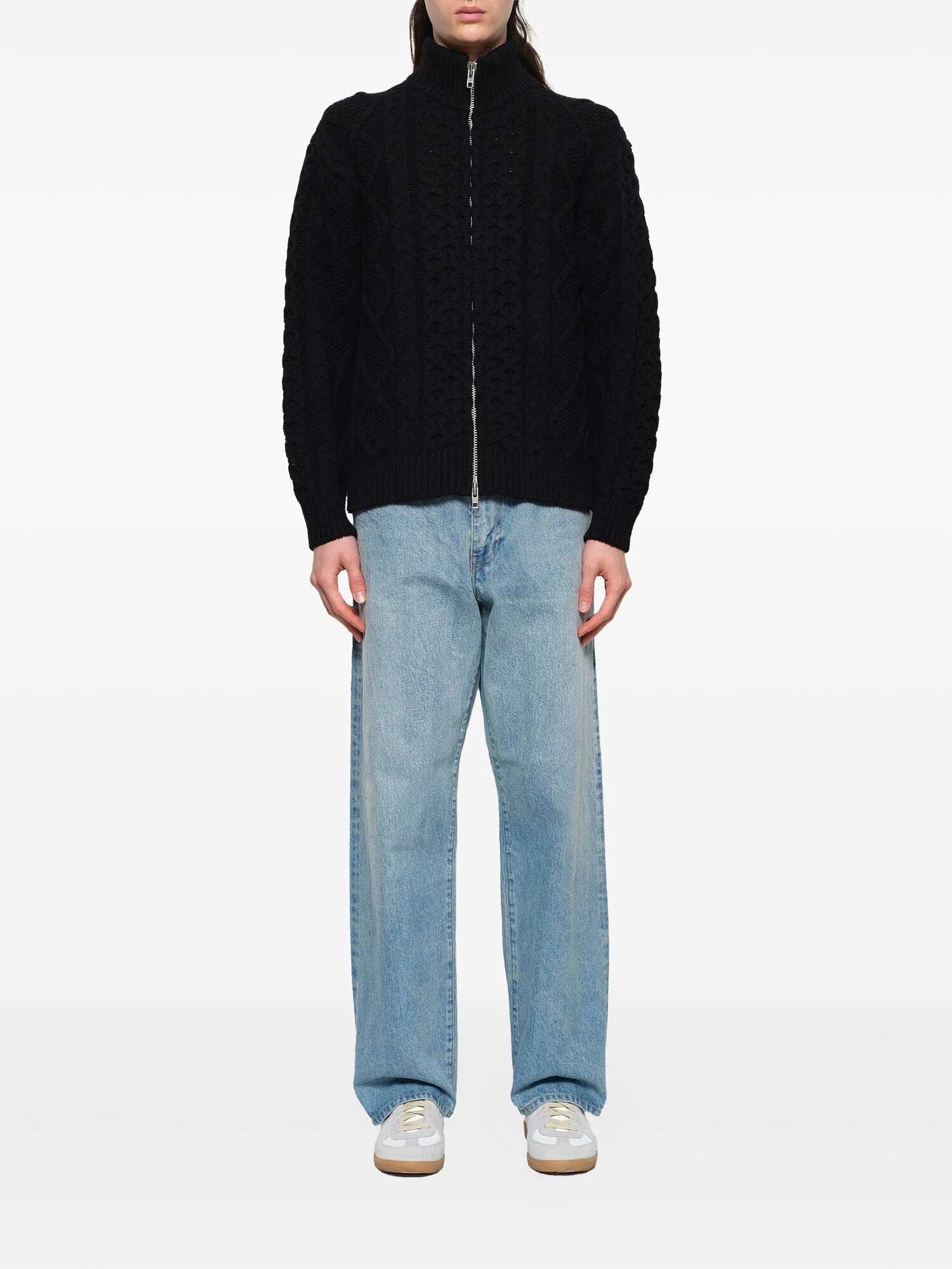 Свитер vowels Cable-knit zip-up sweater, размер 50, , black/black — фото 1