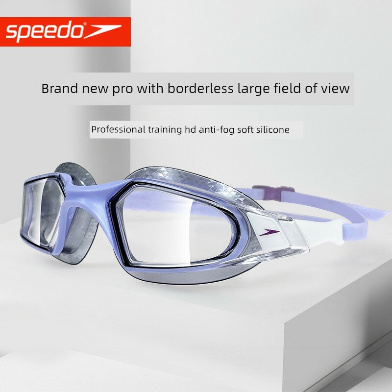 Speedo Тренировочные Сплавные Очки для Плавания Анти-Туман Водонепроницаемые Рамка Бонди-Синий/Белый Прозрачное Стекло