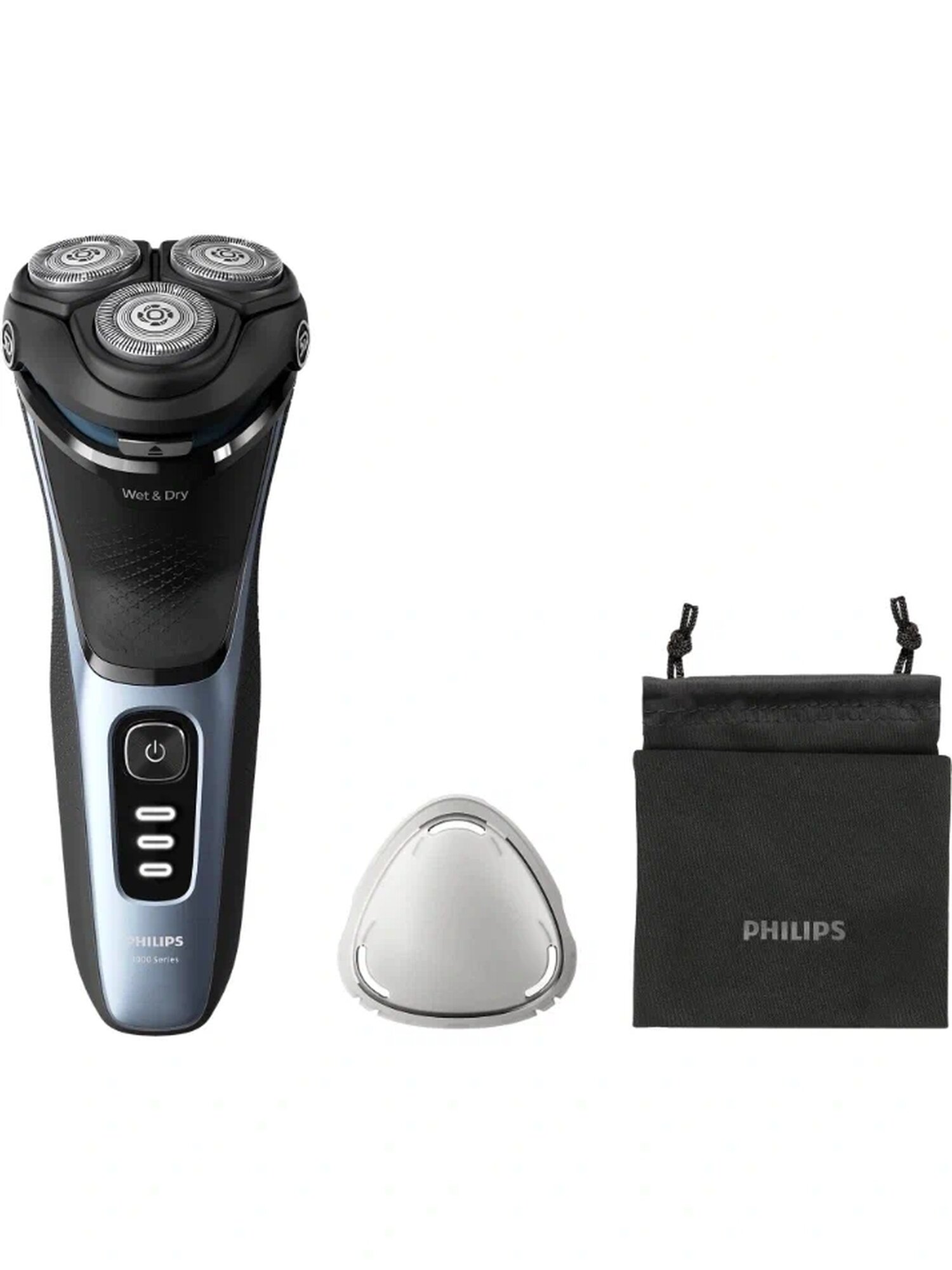 Электробритва Philips S3243/12, роторная, голубая, с дорожным чехлом