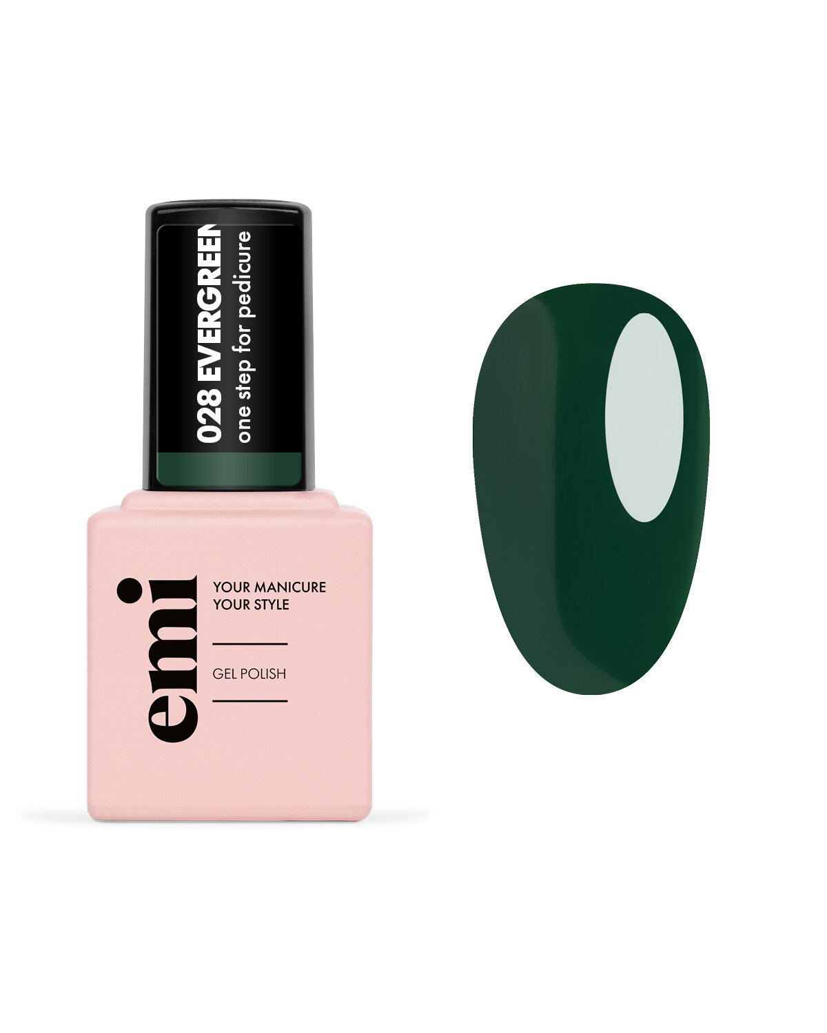 Гель лак emi для педикюра, E.MiLac for pedicure Вечнозеленый №28, 9 мл